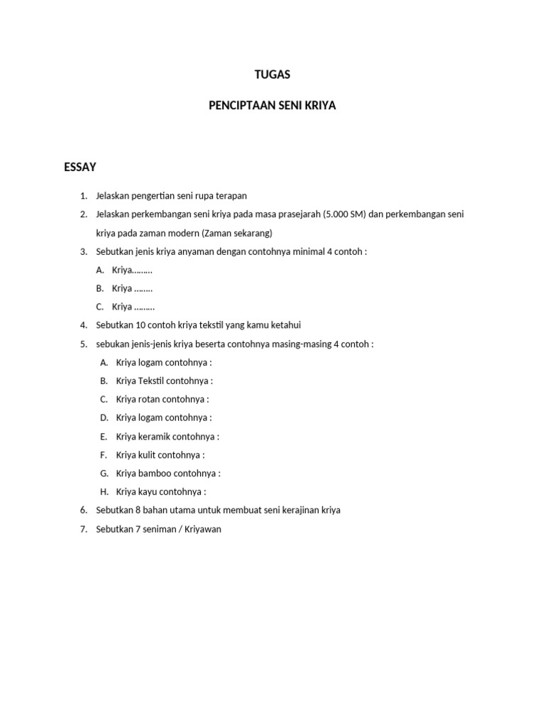 Tugas SBK Seni Kriya | PDF