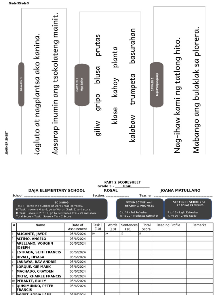 TAG.G3.Modified CRLA - Teacher | PDF