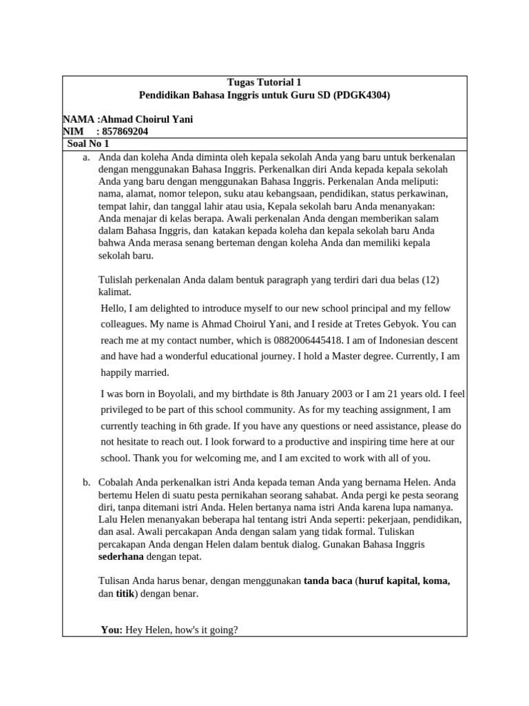 Tugas Tutorial 1 | PDF