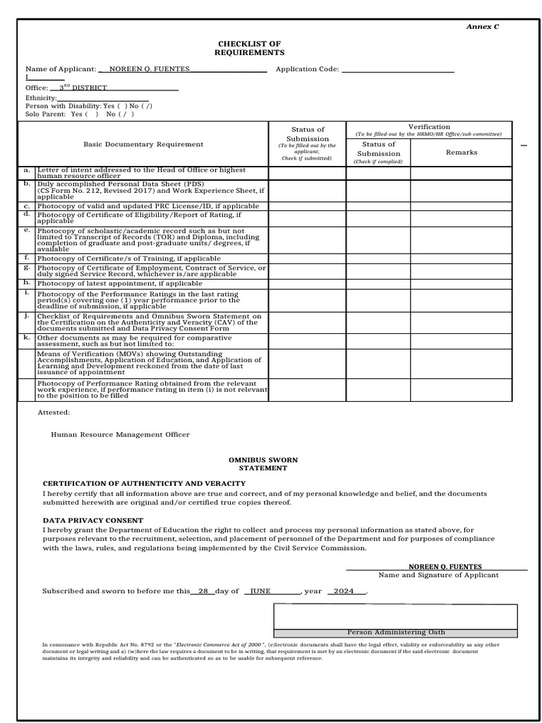 Checklist of Requirements OMNIBUS | PDF