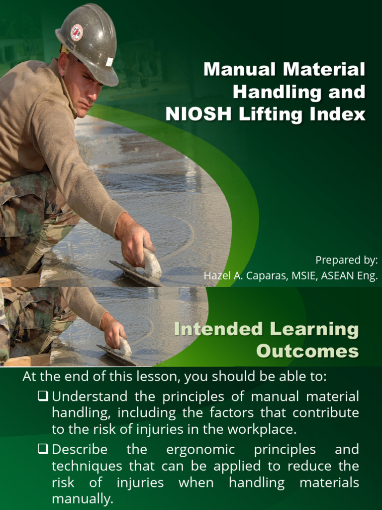 IE 303 Ergo 1 - 5 MMH and NIOSH Lifting Equation-1 | PDF | Technology ...