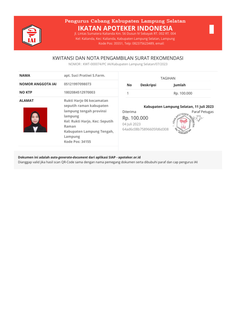 Kwitansi Rekom Apotek | PDF