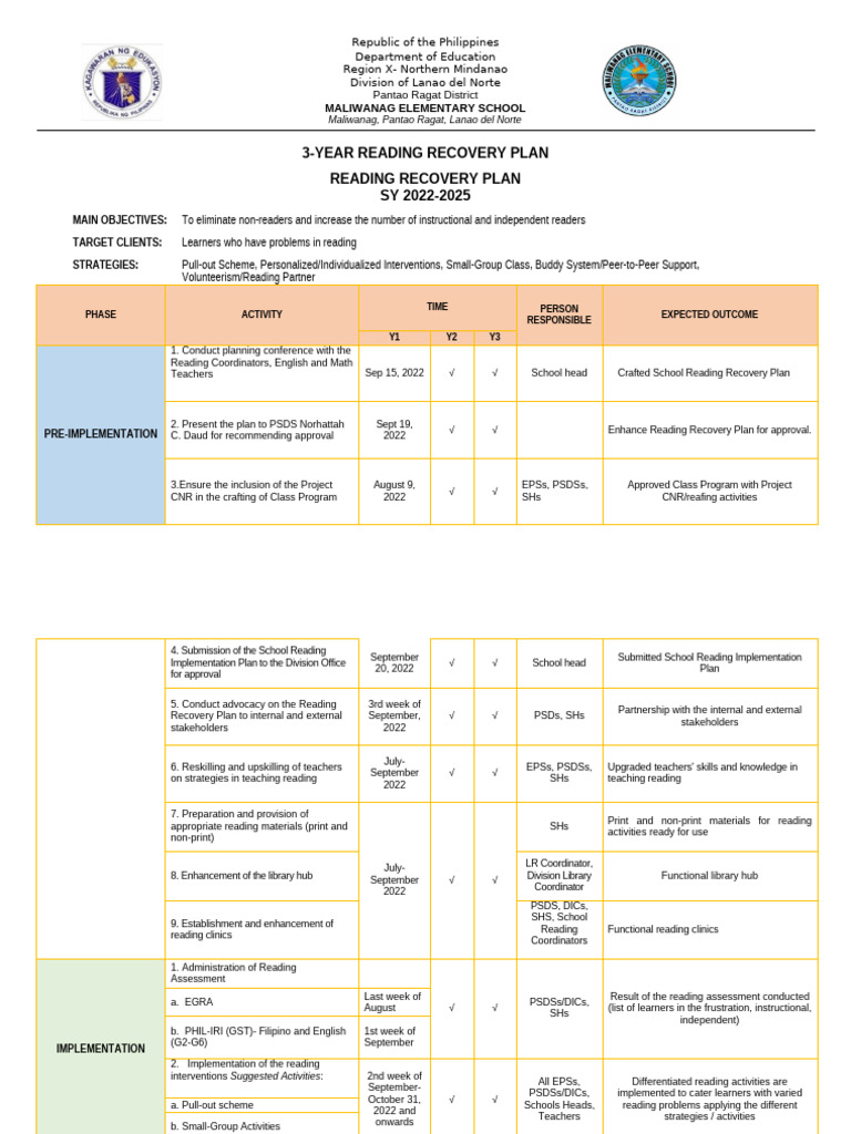 Reading-Recovery-Plan | PDF | Cognition | Education Theory