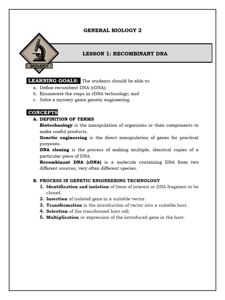 Concept Notes Gen. Bio 2 | PDF | Molecular Cloning | Evolution