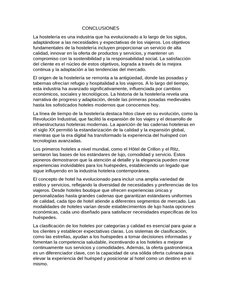 CONCLUSIONES Manuel Amaya | PDF | Hotel | Economias