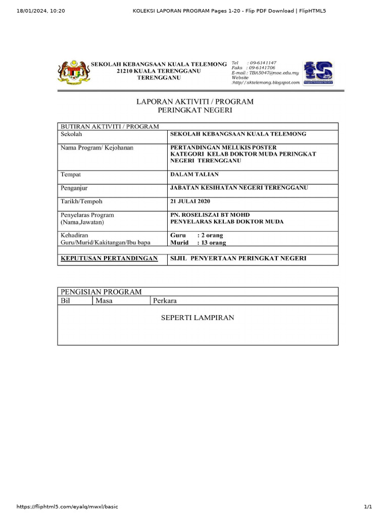 KOLEKSI LAPORAN PROGRAM Pages 1-20 - Flip PDF Download - FlipHTML5 | PDF