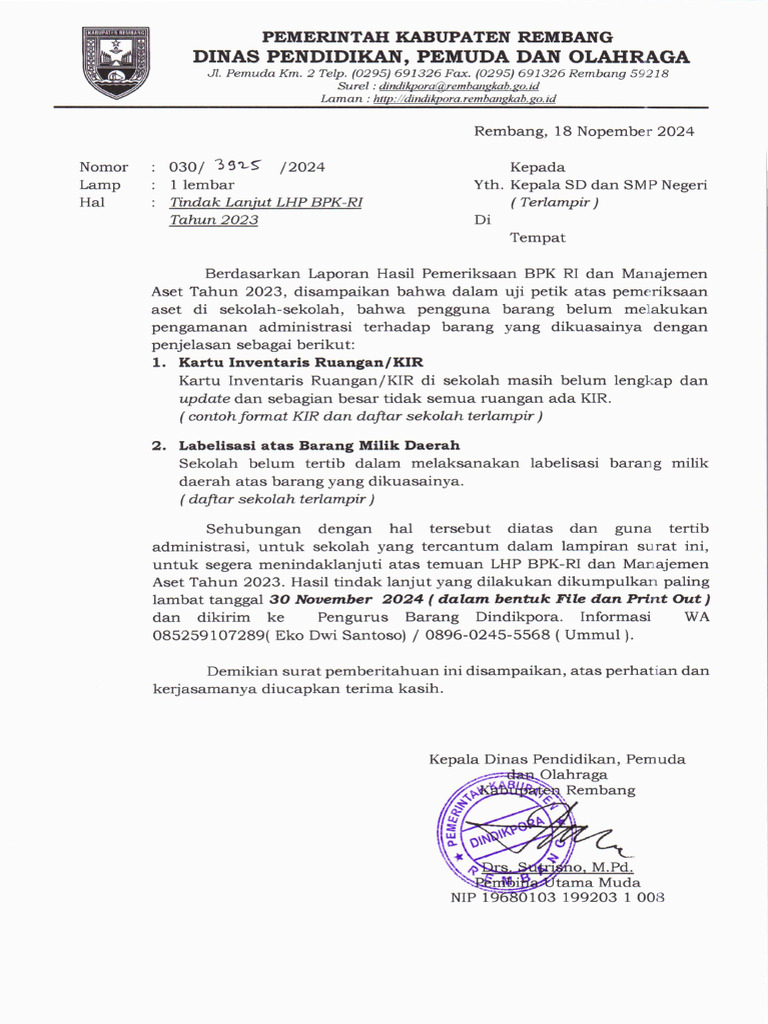 Surat TL BPK KIR Dan LABEL | PDF