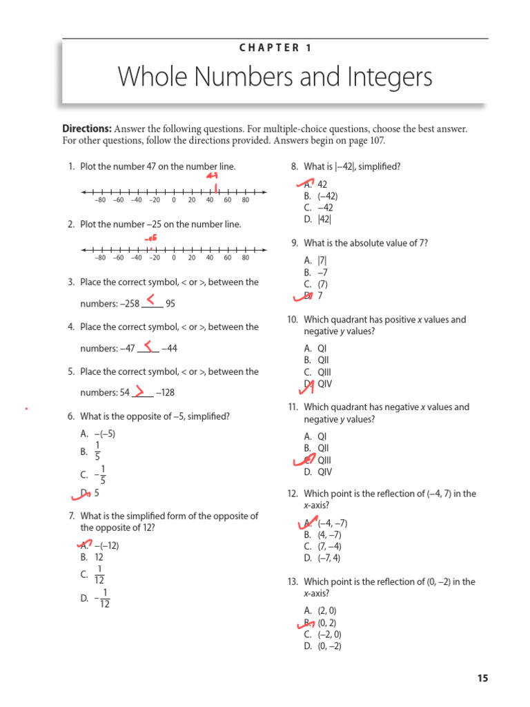 Edited - Chapter 1 Workbook | PDF | Cartesian Coordinate System | Integer