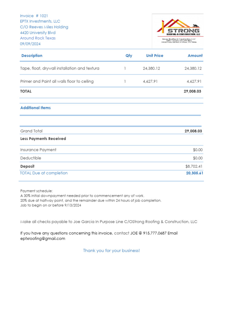 Invoice Reeves Miles Holding | PDF