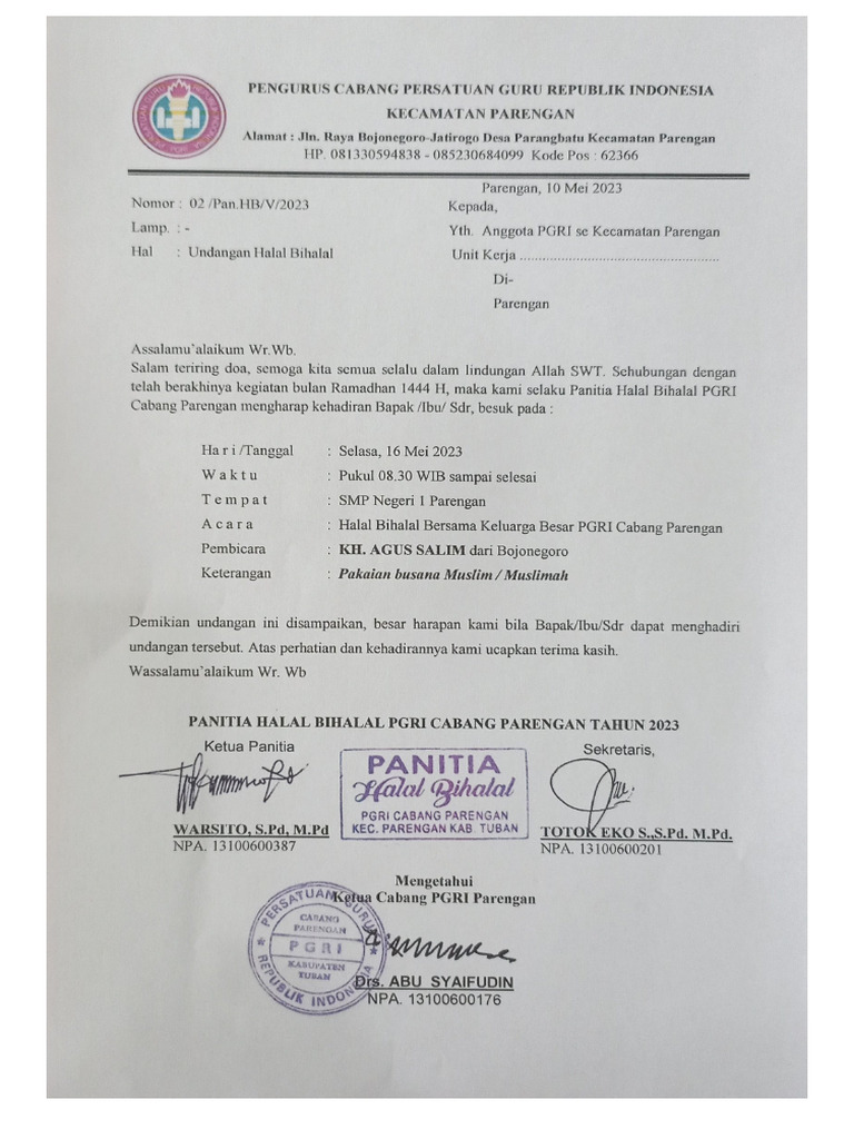 Undangan Halbil Untuk Lmbaga | PDF