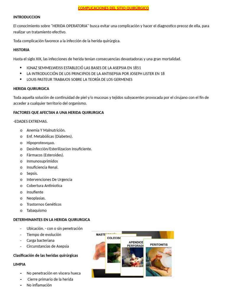 Heridas Cirug | PDF | Septicemia | Herida