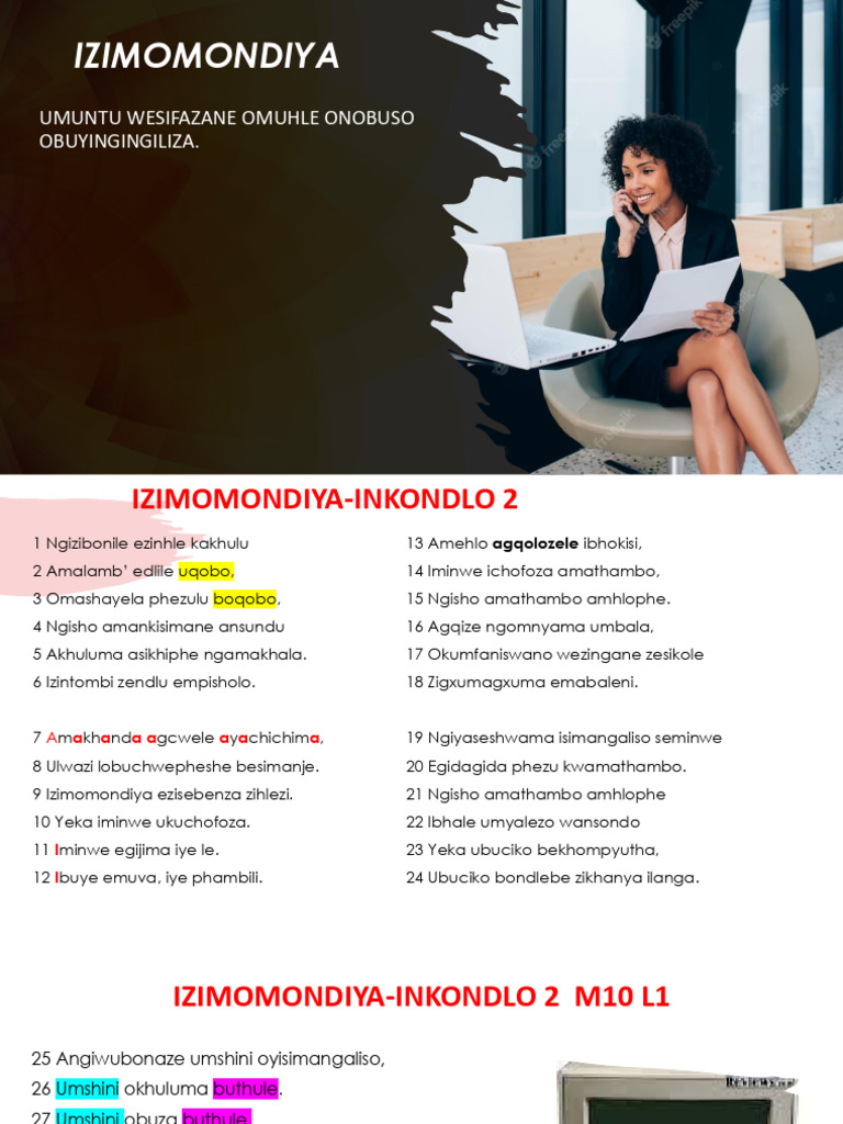 INKONDLO IZIMOMONDIYA | PDF | Linguistics | Phonetics