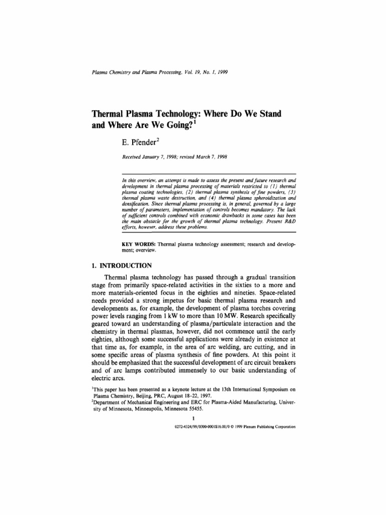 Plasma Paper 3 | PDF | Plasma (Physics) | Applied And Interdisciplinary ...