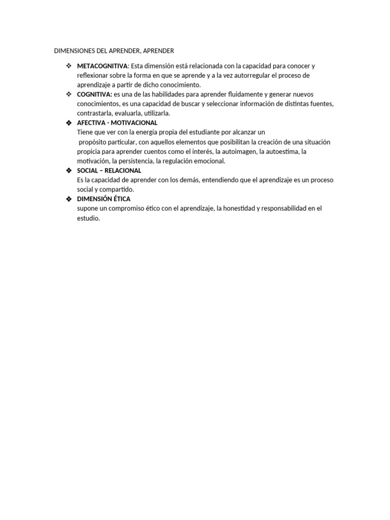 Dimensiones Del Aprender | PDF