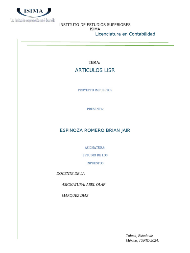 LISR | PDF | Impuesto sobre la renta | Impuestos