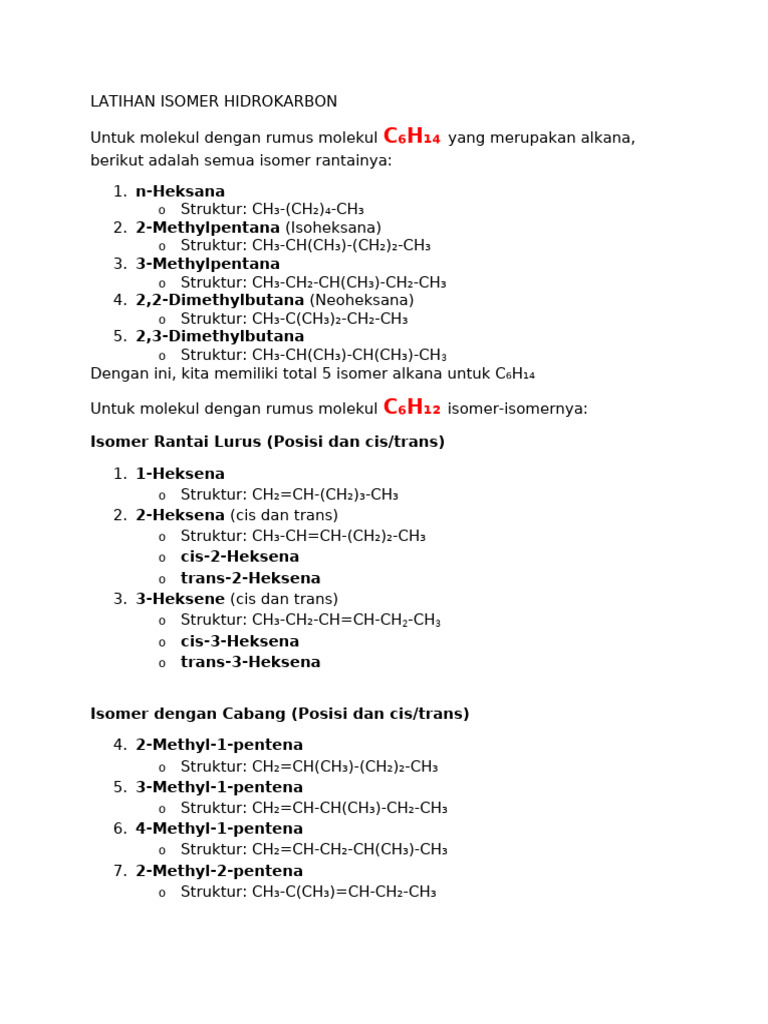 Latihan Soal Isomer | PDF | Sains & Matematika