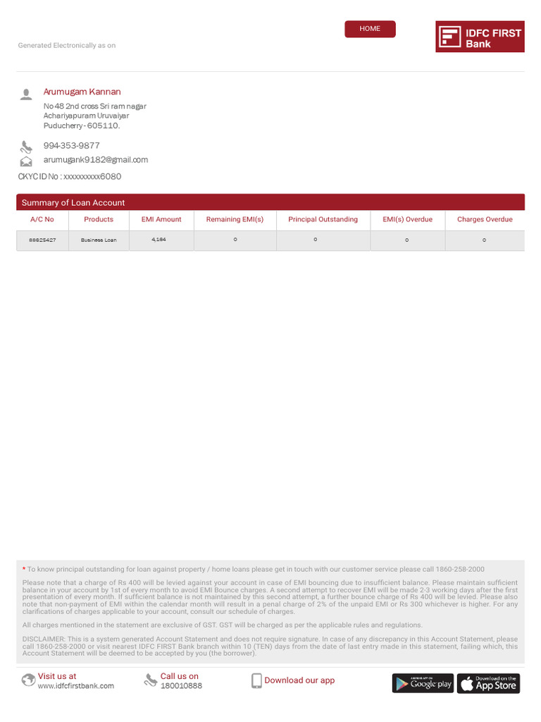 IDFC Loan Closure | PDF | Payments | Loans