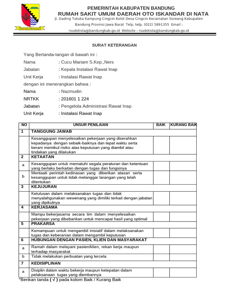 Surat Keterangan Ikut PPPK Adin | PDF