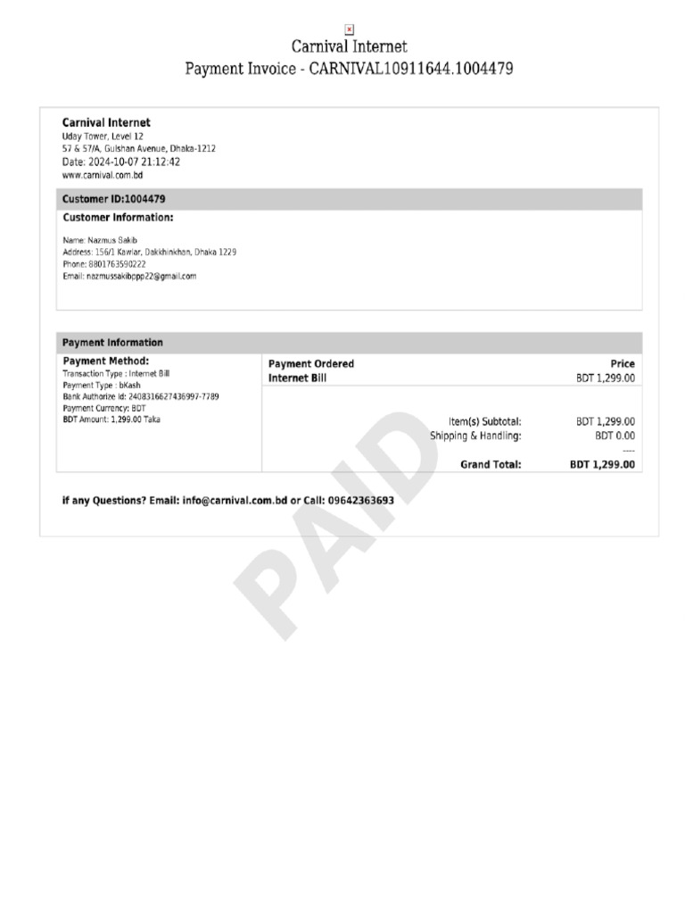 Internet Bill | PDF
