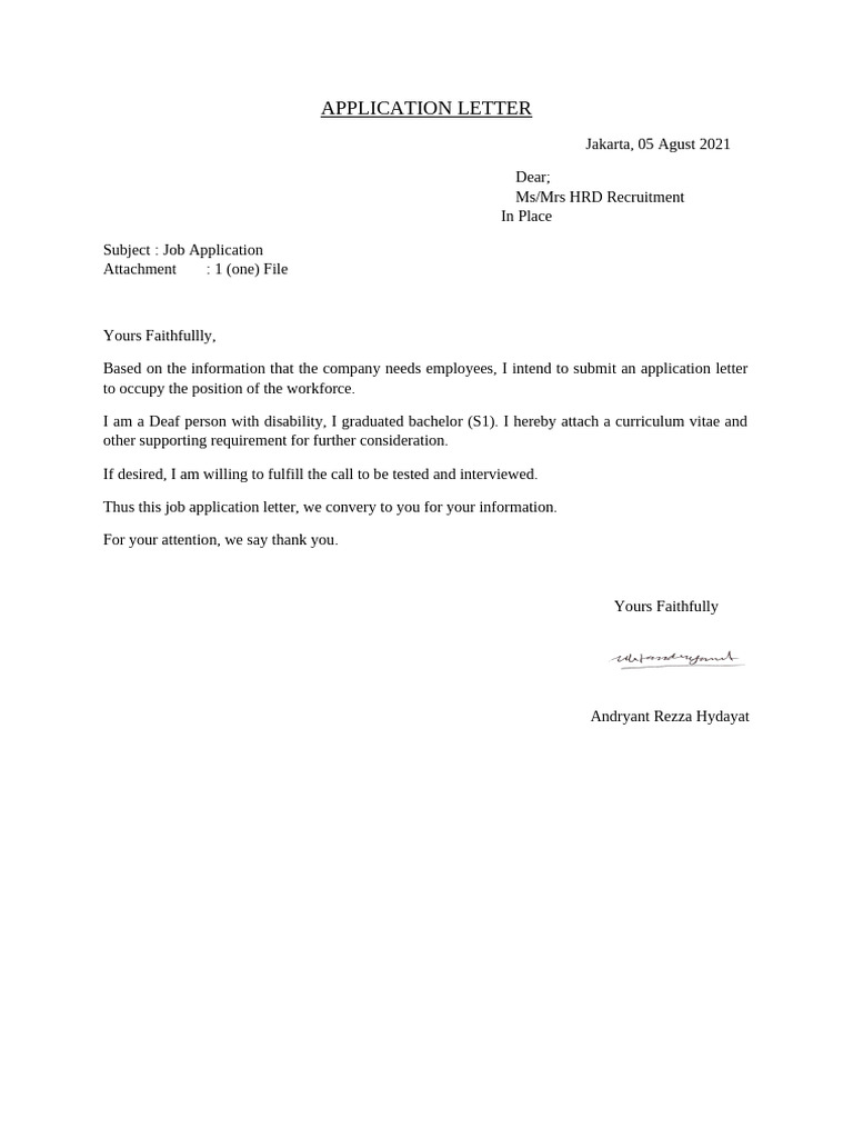 Application Letter English | PDF