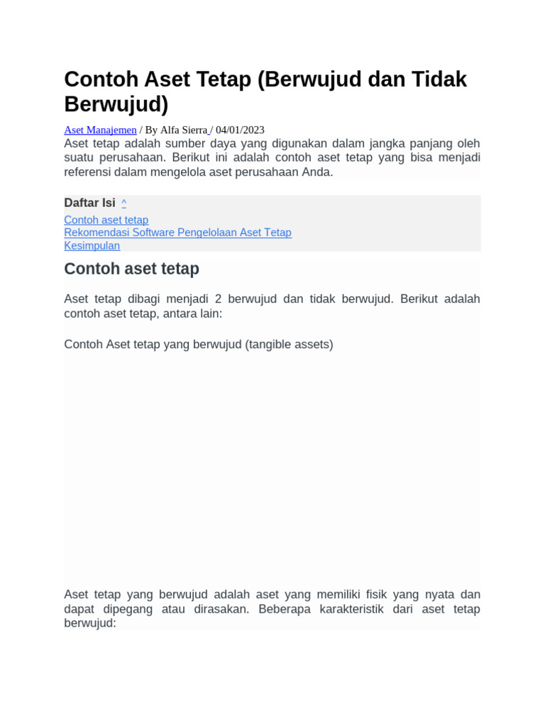 Contoh Aset Tetap | PDF | Bisnis