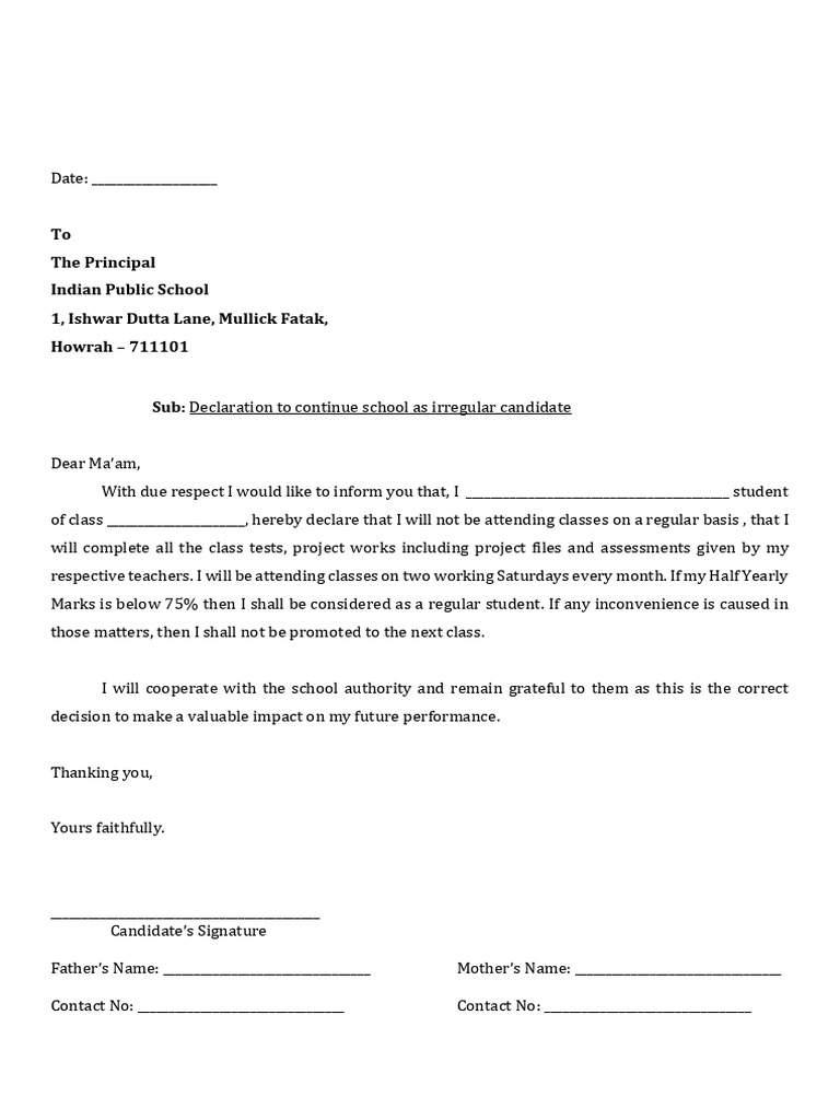 Irregular Student Declaration | PDF