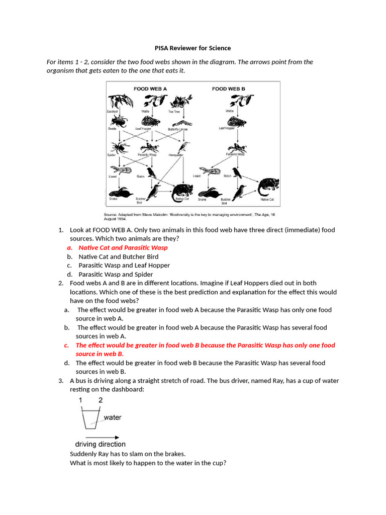 PISA Reviewer For Science | PDF | Virus | Water