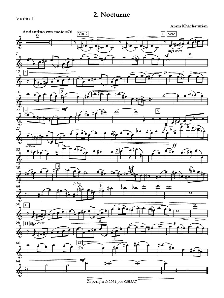 2 Nocturne - Khachaturian VLN Solo | PDF