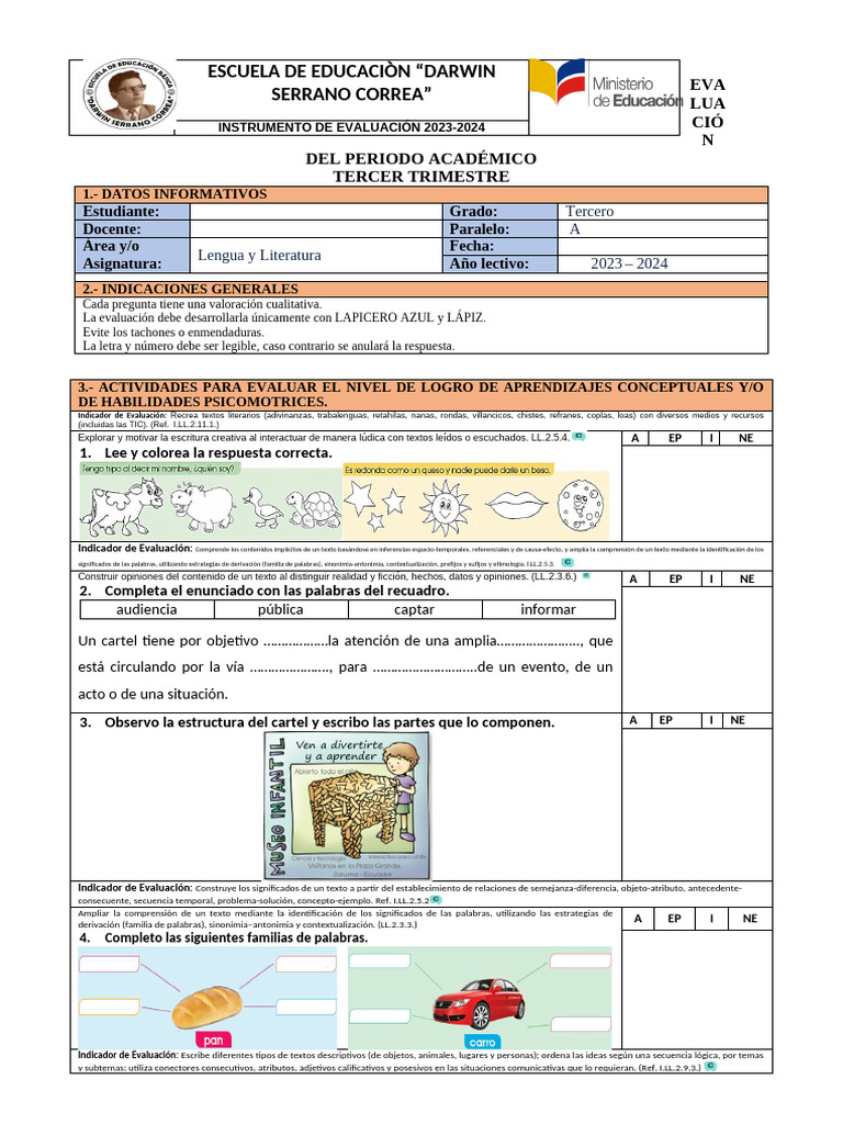 3 Grado Evaluacion 2023 3 Tirm | PDF | Evaluación | Comunicación humana