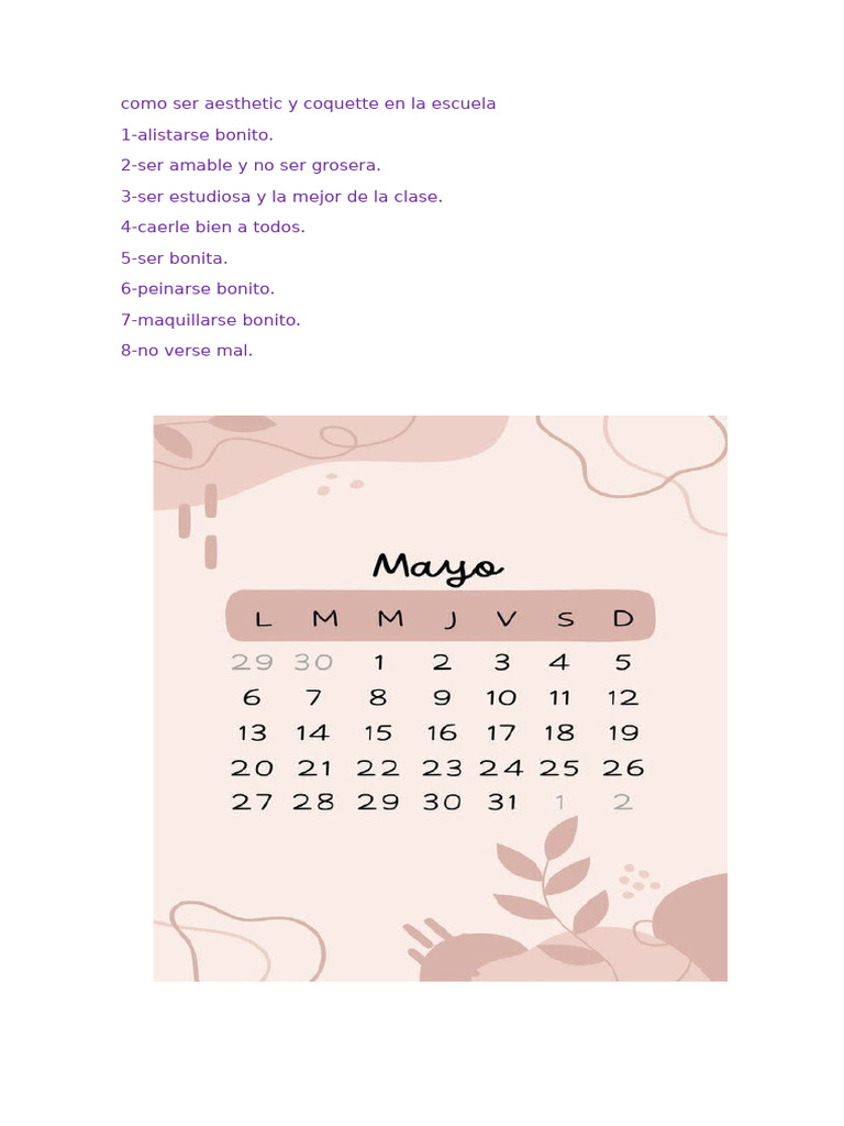 Guía Aesthetic y Coquette Escolar | PDF