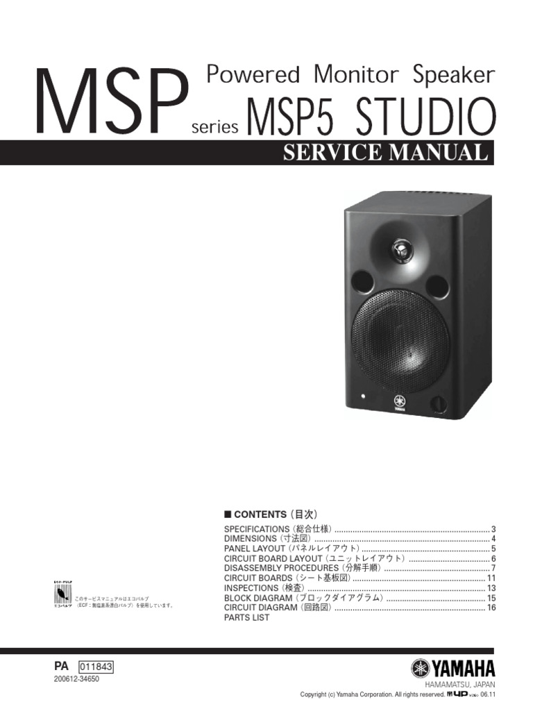 Yamaha Msp5-Studio Powered Monitor SM | PDF | Electrical Connector ...