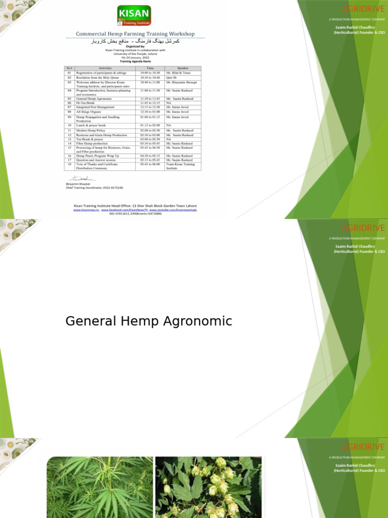Hemp Training General Hemp Agronomic | PDF