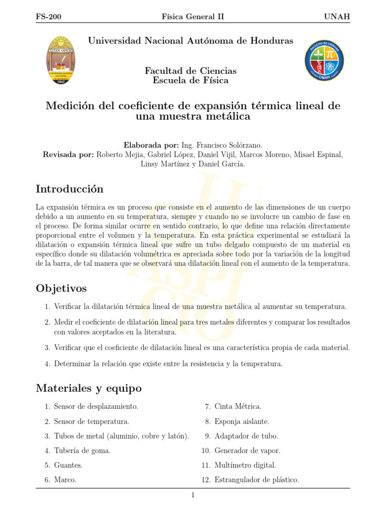Guia Expansión Térmica | PDF | Expansión térmica | Termodinámica