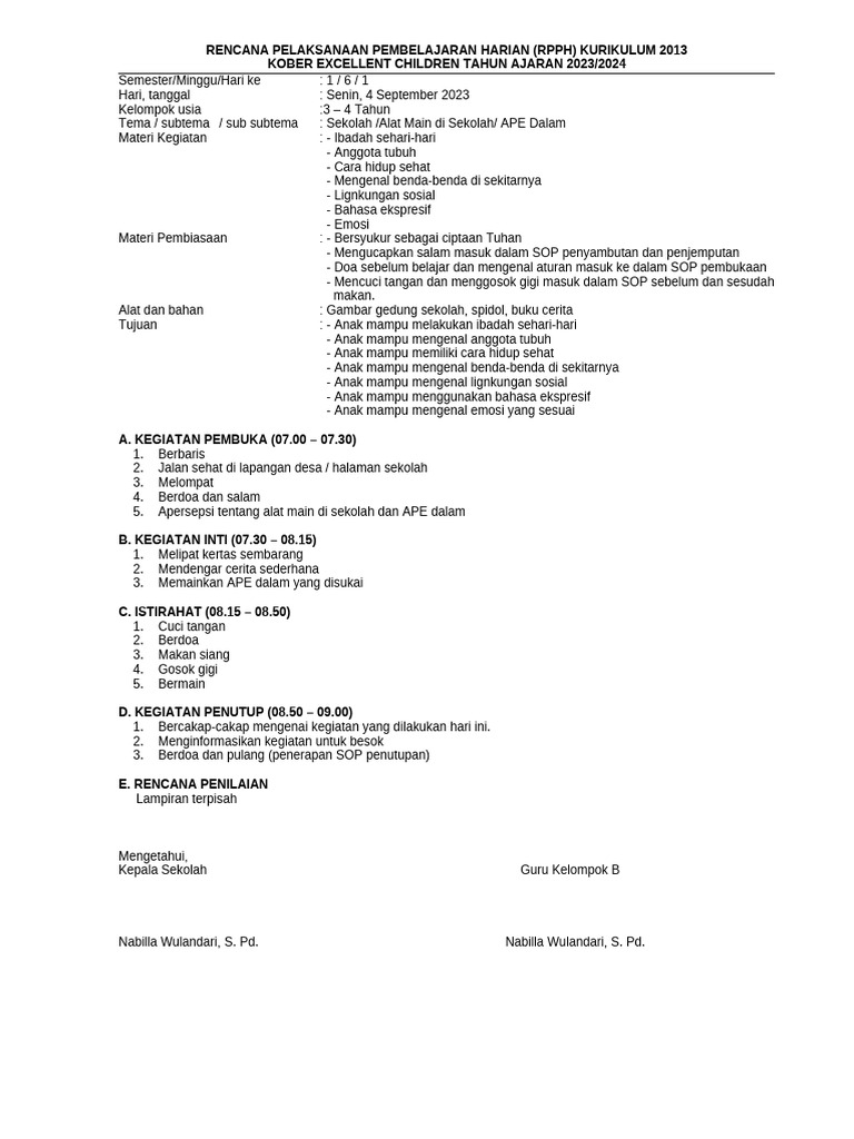 RPPH KB-A SMT1 Minggu - 05 - Alat Main | PDF | Kesehatan Holistik