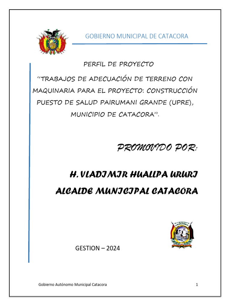 Adecuación de Terreno para Salud en Catacora | PDF | Economias