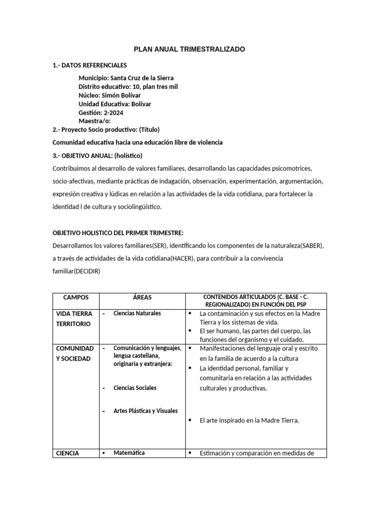 PLAN - ANUAL - TRIMESTRALIZADO-NIVEL - INICIAL. Maira - Cardozo-Adriana ...