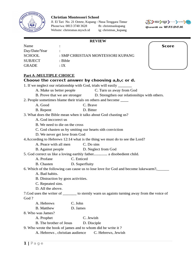 Review Bible Grade 9 - Lesson 7-9 | PDF | Faith | Salvation