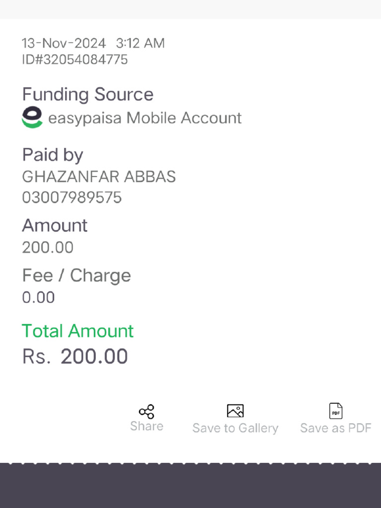 Easypaisa Transaction | PDF
