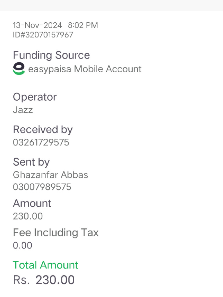 Jazzcash To Easypaisa Pdf