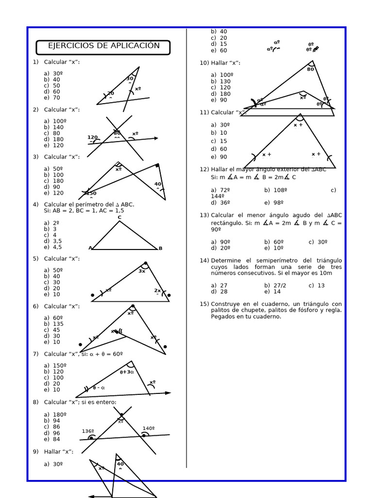Ejercicios de Aplicación-Triangulos 2do | PDF | Politopos | Geometría Convexa