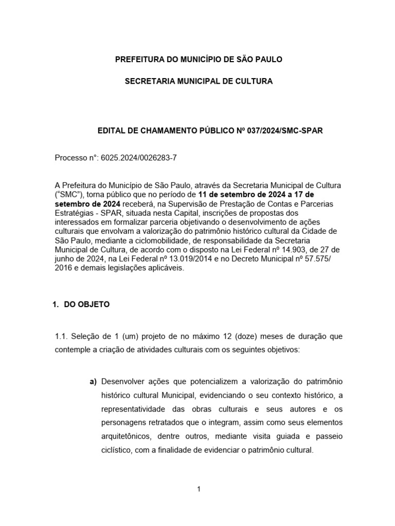 Edital de Chamamento Publico #037-2024-Smc-Spar | PDF | Administração ...