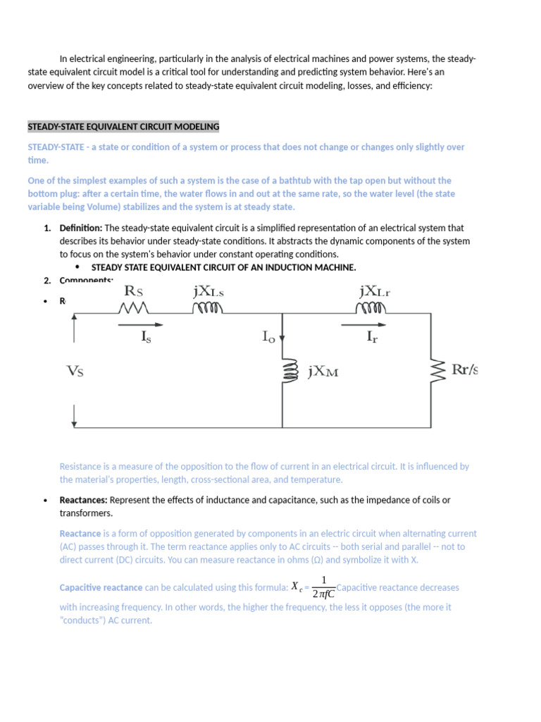 Steady State Equivalent Notes Pdf Electrical Impedance Inductor