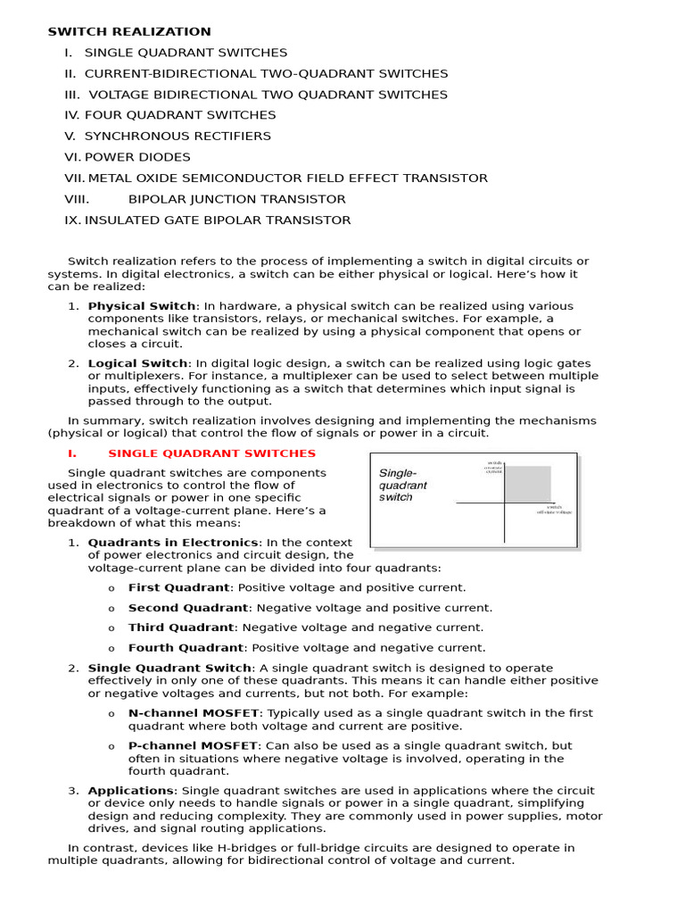 Switch Realization - Notes | PDF | Field Effect Transistor | Bipolar ...
