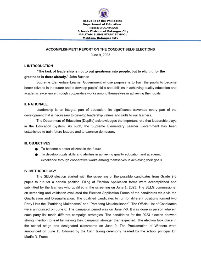 2023 SELG Election Narrative Report - Edited | PDF | Elections | Government