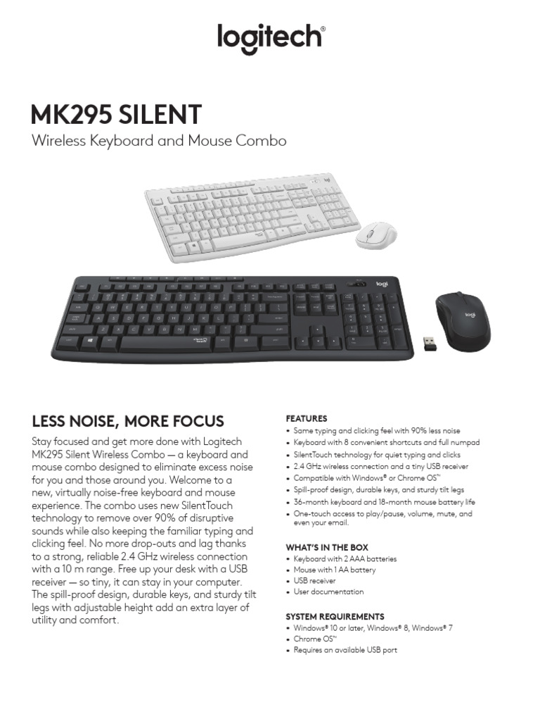Item 11 - Logitech MK295 SILENT Wireless Combo | PDF | Computer Keyboard | Microsoft Windows
