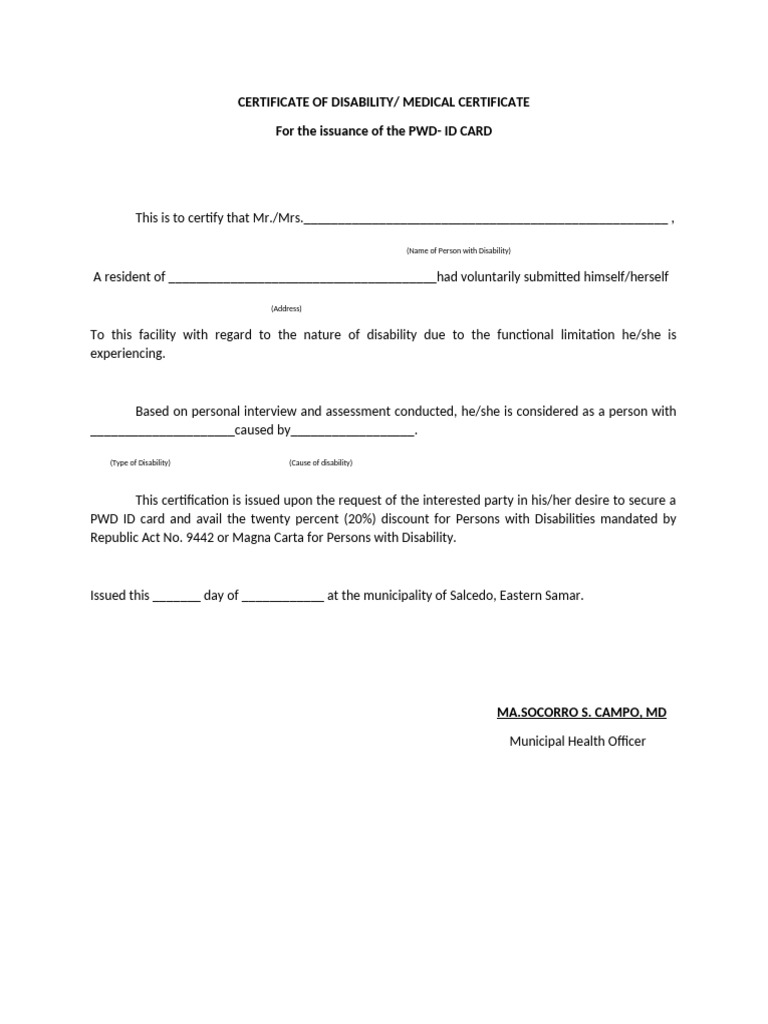 Certificate of Disability | PDF