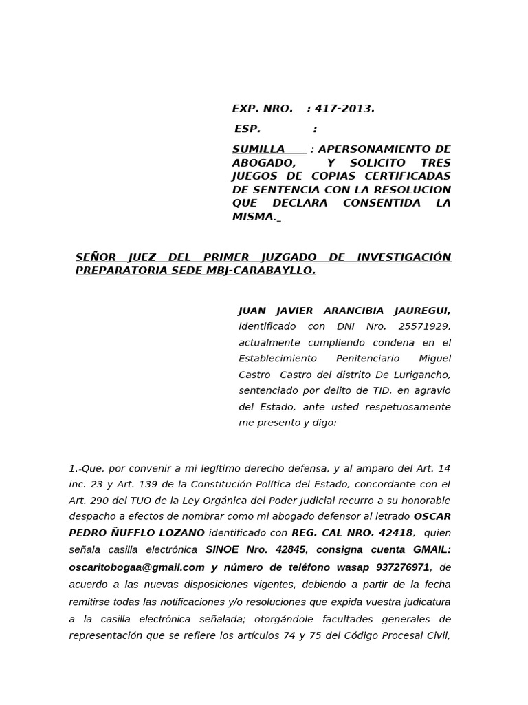 Apersonamiento Arancibia 2 | PDF | Sentencia (ley) | Justicia