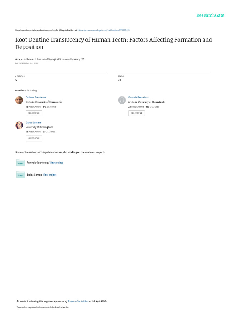 Root Dentine Translucency Factors | PDF | Wellness