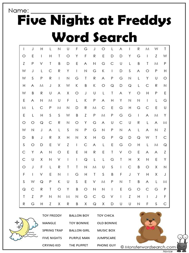 Five Nights at Freddy's Word Search | PDF