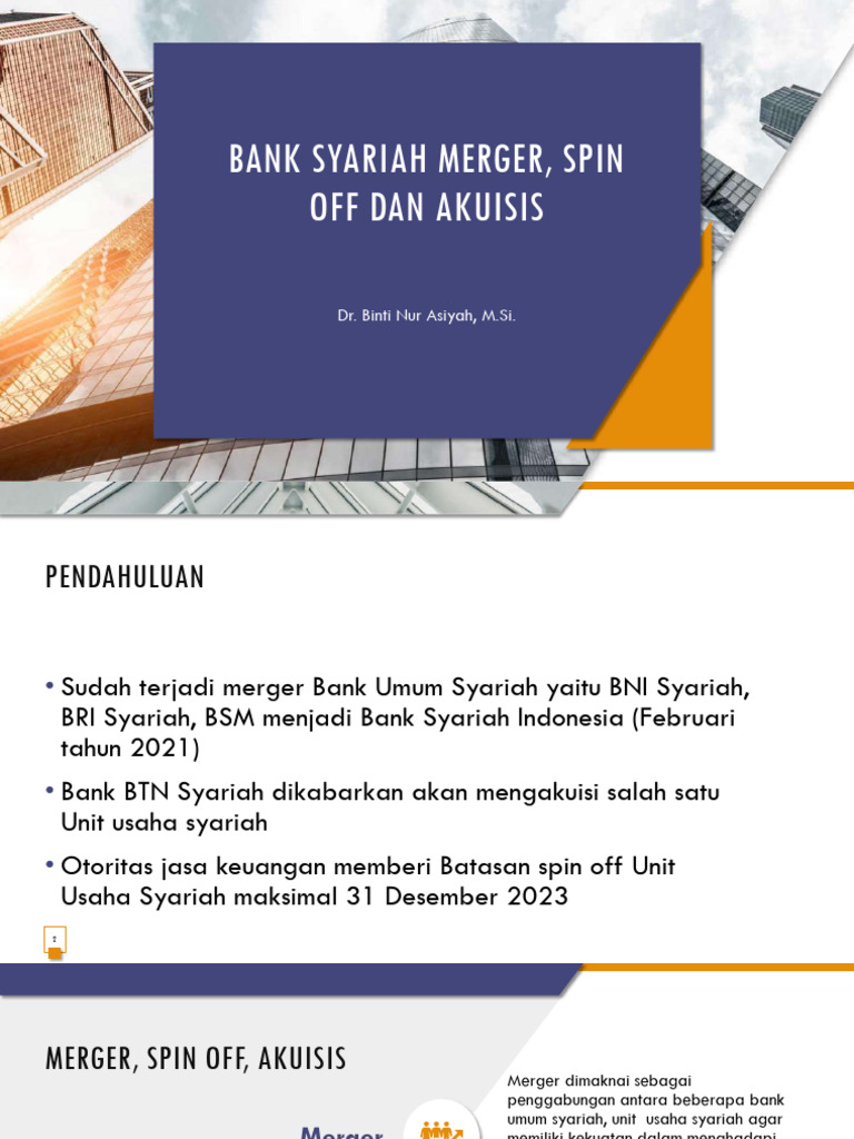 Bank Syariah Merger, Spin Off Dan Akuisis | PDF